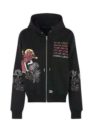CHOPOVA LOWENA Feelings Panic Graphic-print Zip-up Hoodie - Black