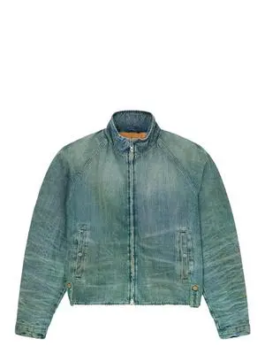 DIESEL® Padded Jacket In Dirty-effect Creased Denim - Blue