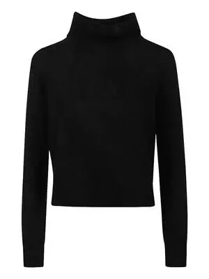 BEYOU Roll-neck Knitted Sweater - Black