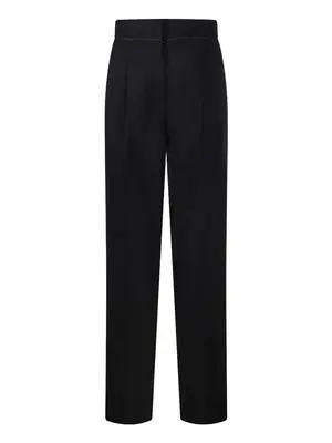 FORTE_FORTE Pleated Straight-leg Trousers - Black