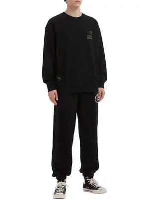 FINGERCROXX Patch-detail Crew-neck Sweater - Black