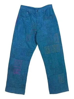 GLASS CYPRESS Patchwork Embroidered Jeans - Blue