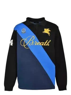 BREATH Double-jacquard Embroidered Polo Shirt - Black