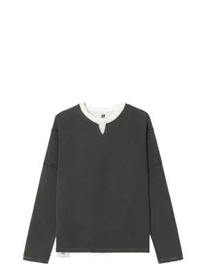 Izzue Layered Raw-edge Sweatshirt - Grey