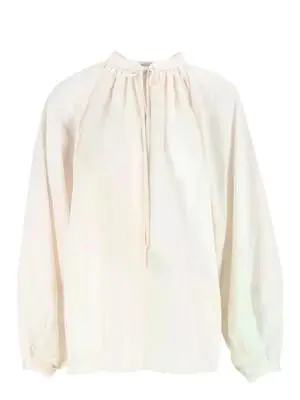 ELEH Tie-neck Gathered Blouse - Neutrals