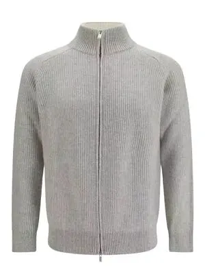 LARDINI Ribbed-knit Zip-up Sweater
