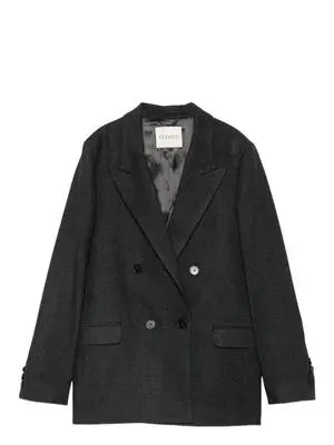 Closed Double-breasted Peaked-lapel Jacket - Grey