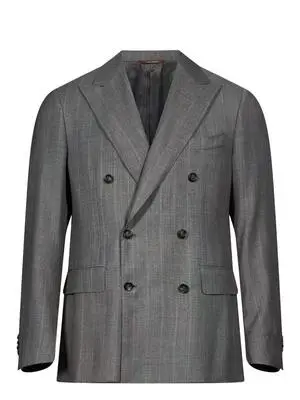Canali Check Double-breasted Suit - Grey