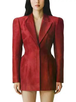 Magda Butrym Cinched-waist Peak-lapel Blazer - Red