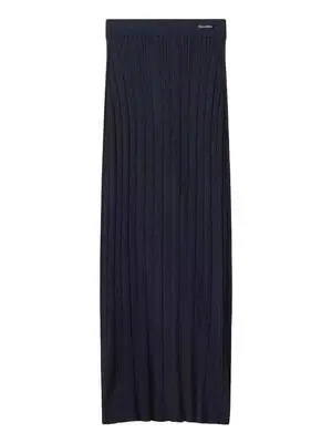 Maison Kitsuné Ribbed-knit Maxi Skirt - Blue