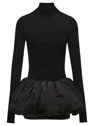 Magda Butrym Puff-skirt High-neck Mini Dress - Black