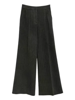 VIA MASINI 80 Pinstripe Wide-leg Trousers - Grey