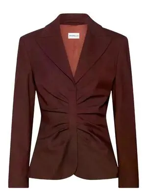 Marella Ruched Single-breasted Blazer - Red