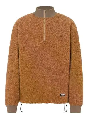 Moschino Quarter-zip Teddy-texture Sweater - Brown
