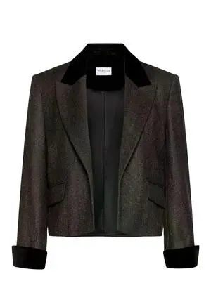 Marella Herringbone-pattern Cropped Jacket - Brown
