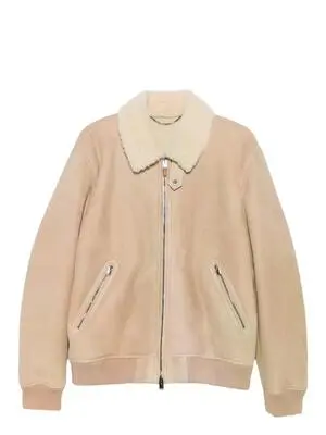 Canali Shearling-collar Leather Jacket - Neutrals