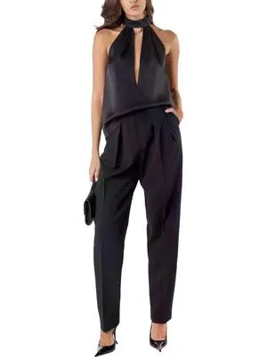 IL VOLO Pleated Silk Trousers - Black