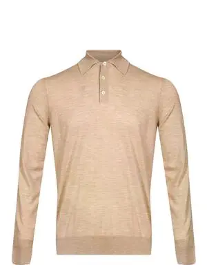 LARDINI Long-sleeve Knitted Polo Shirt - Neutrals