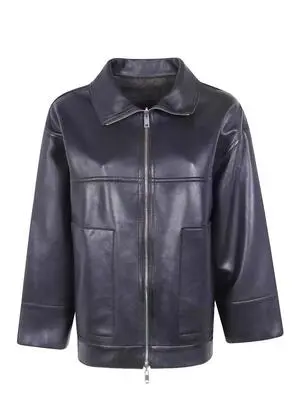 THE JACKIE LEATHERS Reversible Zip-up Leather Jacket - Brown