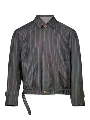 MAGLIANO Pinstripe-pattern Belted Jacket - Grey