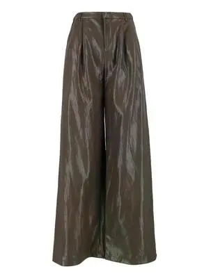 ELEH Pleated Wide-leg Trousers - Brown