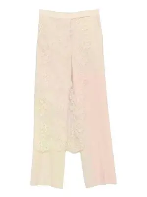 Zimmermann Valiant Lace-panelled Tailored Trousers Neutrals