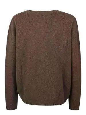 BEYOU Crew-neck Long-sleeved Sweater - Brown