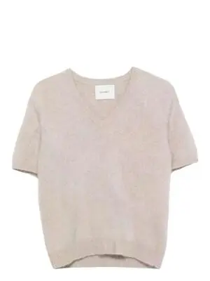 LISA YANG Lovisa Brushed V-neck Sweater Neutrals