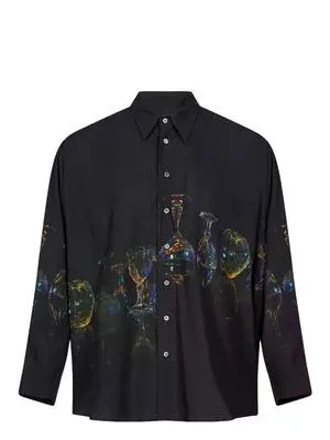 MAGLIANO Glass-print Long-sleeve Shirt - Black
