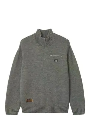 Izzue Quarter-zip Logo-patch Sweater - Grey