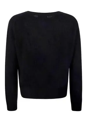 BEYOU Fine-knit Raglan-sleeve Sweater - Blue