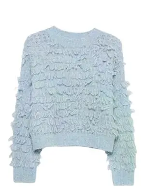 ABSOLUT CASHMERE Yara Fringe-detail Crew-neck Sweater - Blue