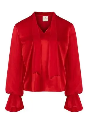 GUNDA HAFNER LTD Silk Blouse With Sheer Sleeves