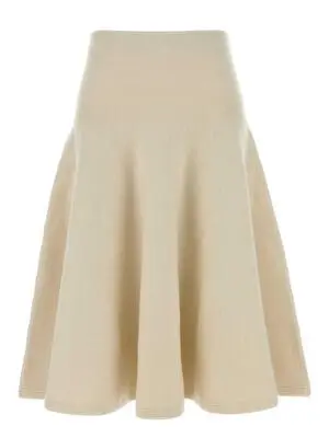Alaïa Ivory Stretch Cashmere Blend Skirt - White