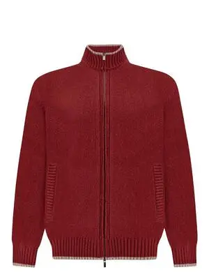 Paul & Shark Zip-up Cashmere Cardigan - Winery