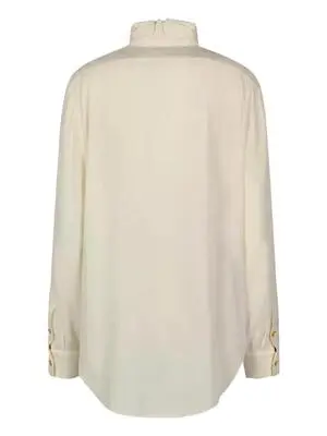 Alberta Ferretti Ruffled-collar Long-sleeve Shirt - Neutrals