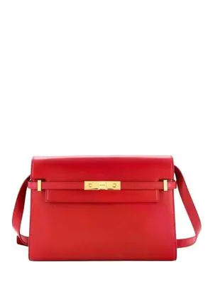 Saint Laurent Manhattan Leather Medium Shoulder Bag - Red