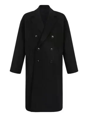 DOUUOD Double-breasted Notched-lapels Coat - Black