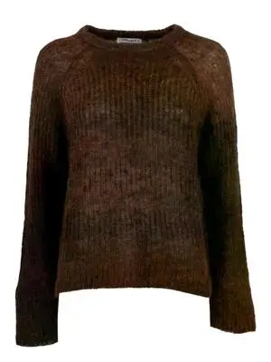 KANGRA Ribbed-knit Raglan-sleeve Sweater - Brown