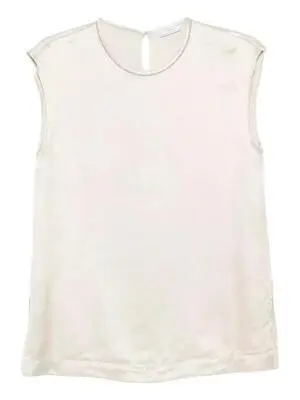 Peserico Bead-trim Sleeveless Top - Neutrals