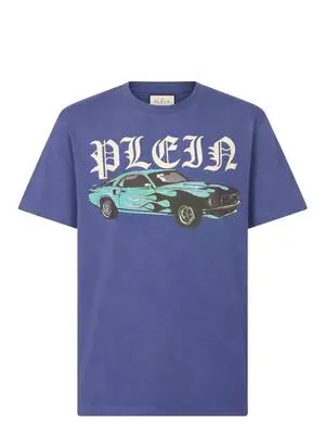 Philipp Plein Graphic-print Cotton T-shirt - Blue