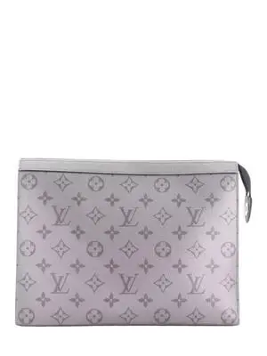 LOUIS VUITTON Pochette Voyage Monogram Taigarama Mm Clutch Bag - Grey