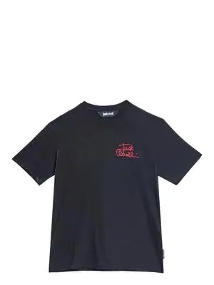 Just Cavalli Logo-embroidered T-shirt - Black