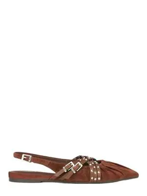 Ash Bianca Studded Slingback Ballet Flats - Red