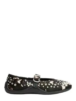 Ash Mimosa Studded Pony-skin Ballet Flats - Black