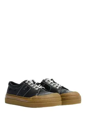 Ash Aster Contrast-stitching Leather Low-top Sneakers - Black
