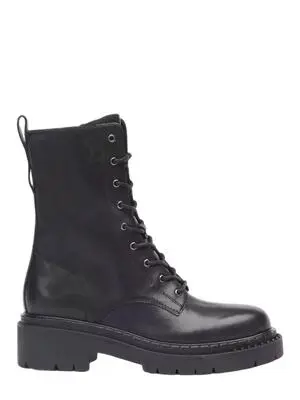 Ash Lace-up Leather Ankle Boots - Black