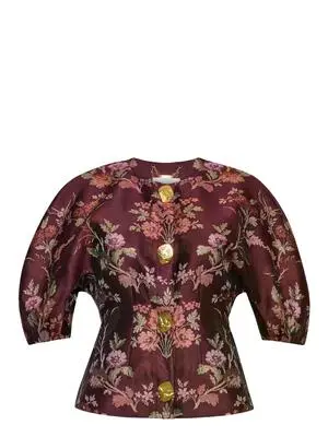 Cara Cara Fletcher Floral-jacquard Top - Red