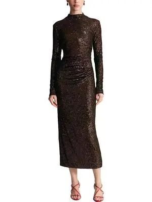 Cara Cara Ryan Sequin-embellished Midi Dress Brown