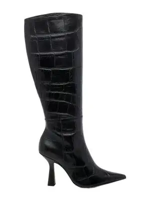 ANGEL ALARCON Croc-effect Knee-high Boots - Black